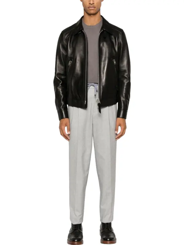 Brunello Cucinelli Herringbone-pattern Tapered Trousers - Grey