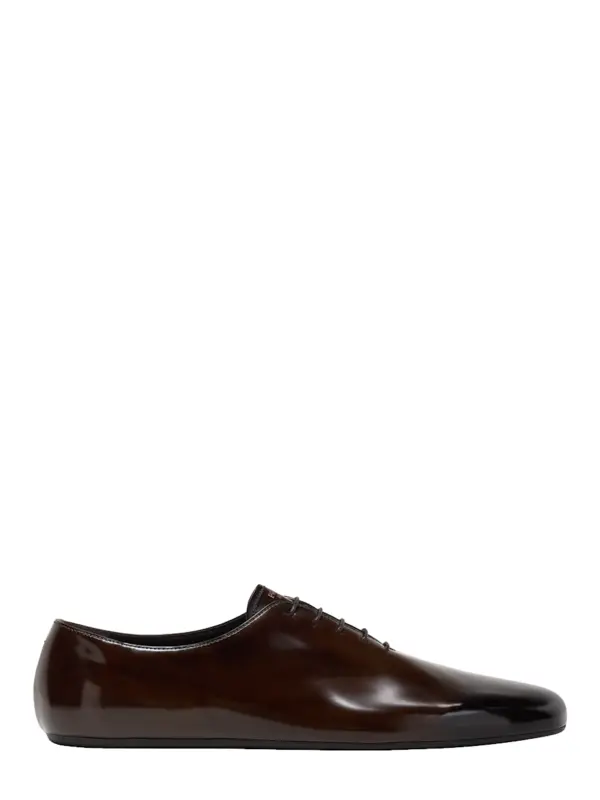 Prada Analog Brushed Leather Oxfords - Brown