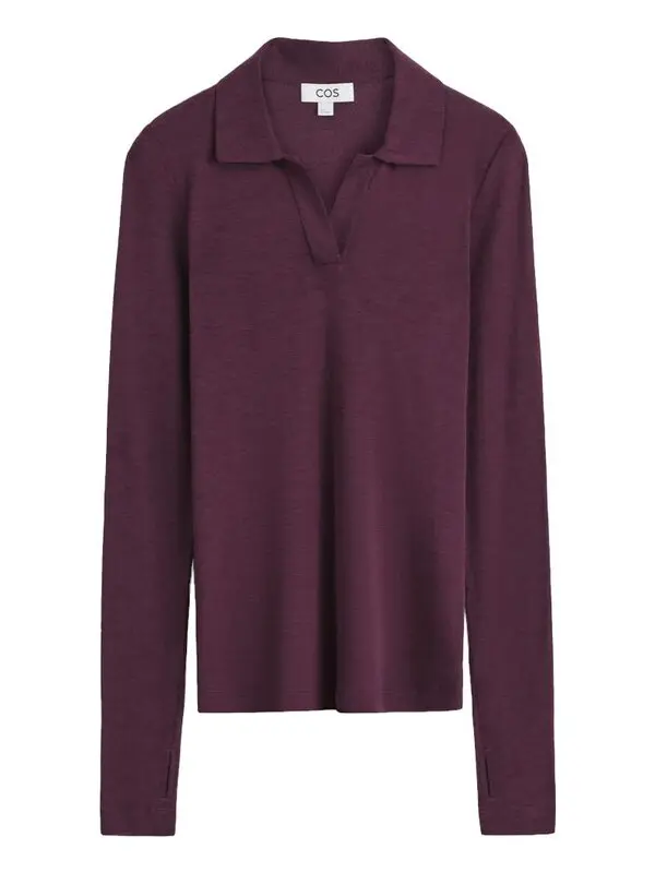 Cos Merino Wool Polo Shirt - Red