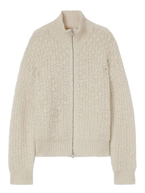 JIL SANDER Chunky-knit Zip-up Cardigan - White