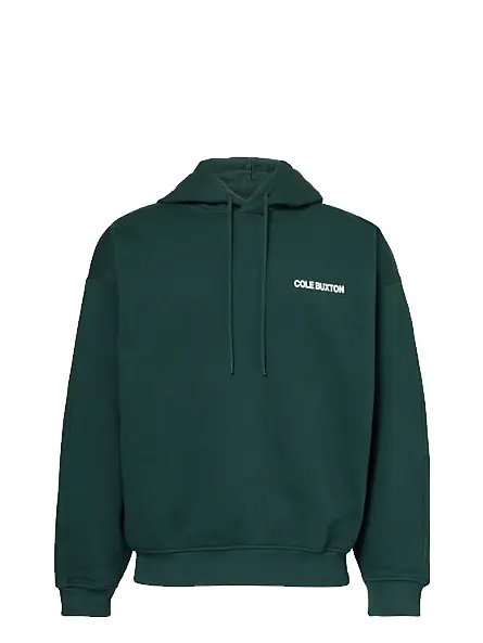 COLE BUXTON Brand-print Relaxed-fit Cotton-jersey Hoody - Forest Green
