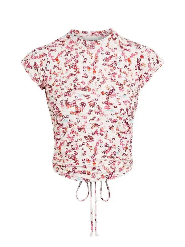 MARANT ETOILE Juvia Cropped Printed Top With Open Back - Fuchsia