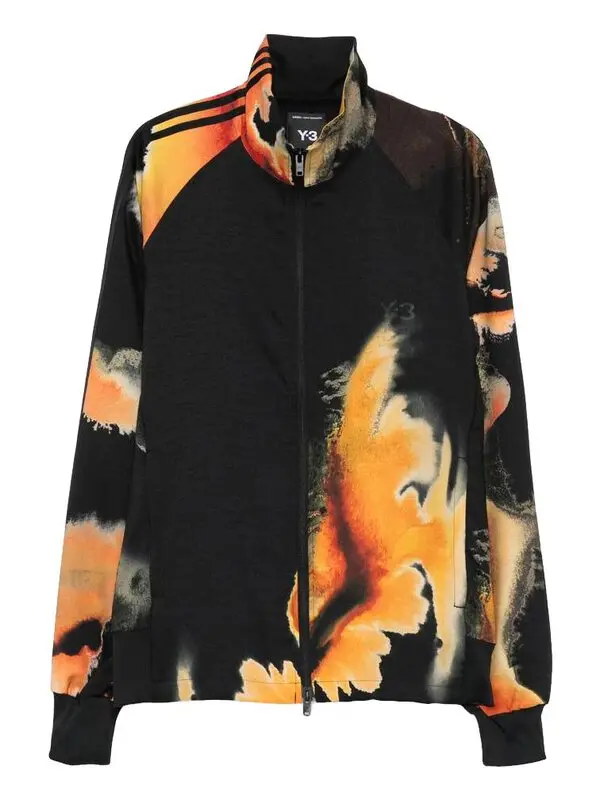 Adidas Abstract Pattern Print Zip-up Jacket - Black