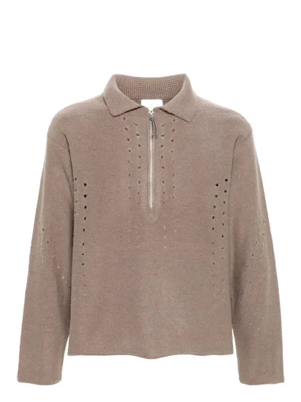 ROA Perforated-detail Sweater - Neutrals