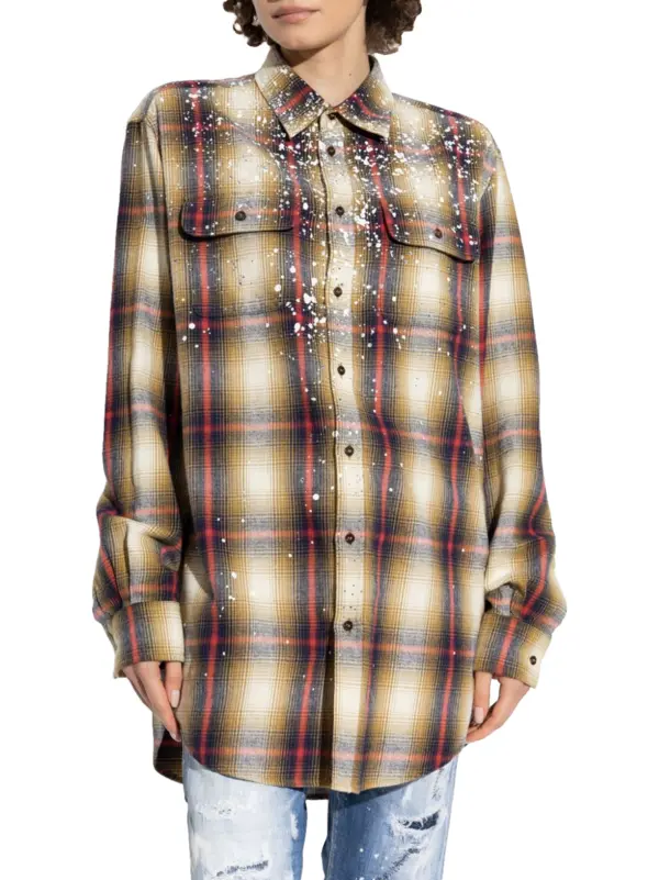 Dsquared2 Crystal-embellished Checked Shirt - Brown