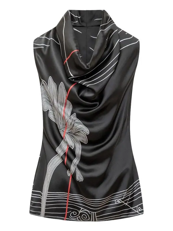 FERRAGAMO Silk Sleeveless Shirt - Black
