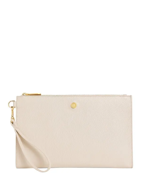 Harrods Medium Pebbled Leather Pouch - Ivory
