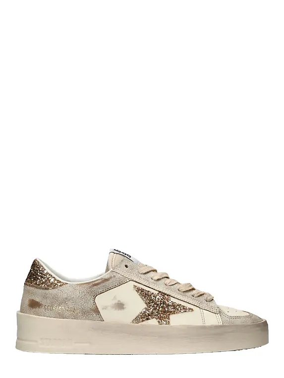 Golden Goose Stardan Glitter-embellished Leather Trainers - White/oth