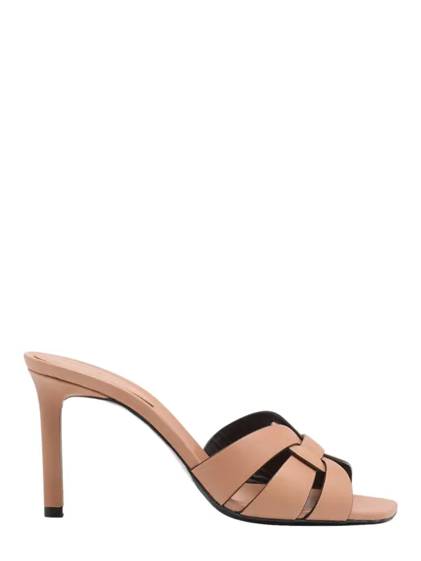 Saint Laurent Tribute Woven Leather Mule Sandals - Beige