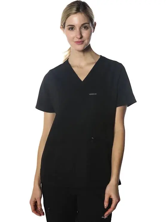 MEMBERS ONLY Palermo 4-pocket Scrub Top - Black