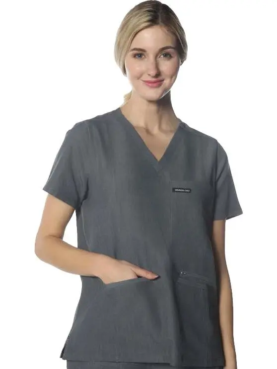 MEMBERS ONLY Palermo 4-pocket Scrub Top - Graphite