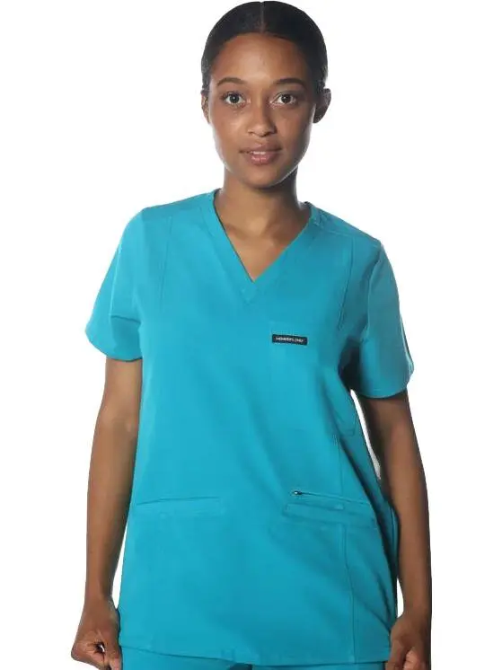 MEMBERS ONLY Palermo 4-pocket Scrub Top - Teal