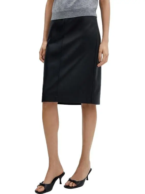 Mango Faux Leather Pencil Skirt - Black
