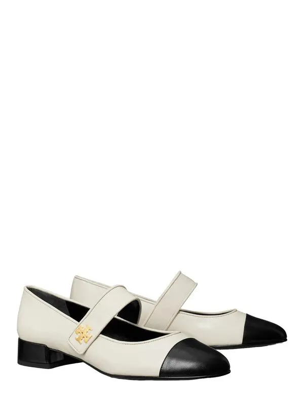 Tory Burch Cap Toe Mary Jane Pump - Light Cream/perfect Black