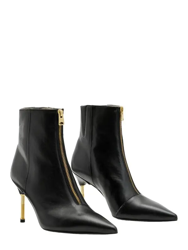 All Saints Natasha Leather Booties - Black/warm Brass