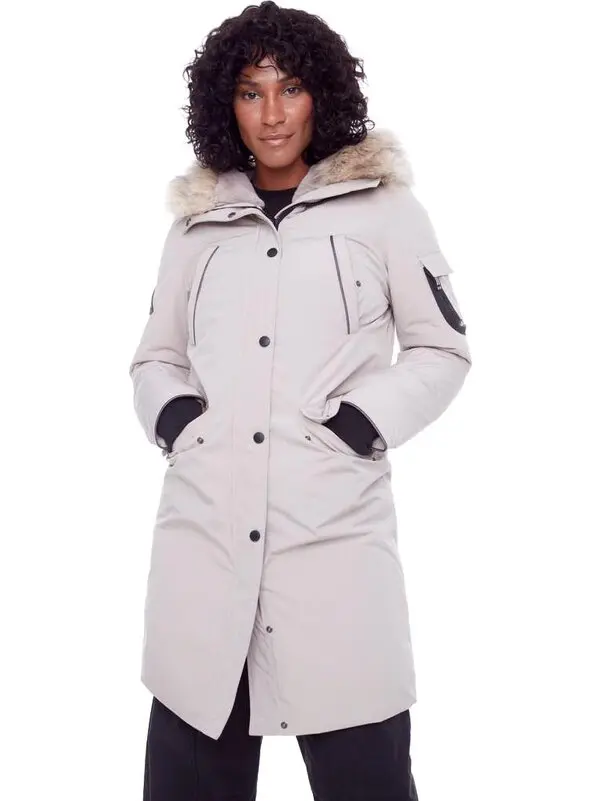 ALPINE NORTH Laurentian Vegan Down Long Parka With Faux Fur Hood - Taupe