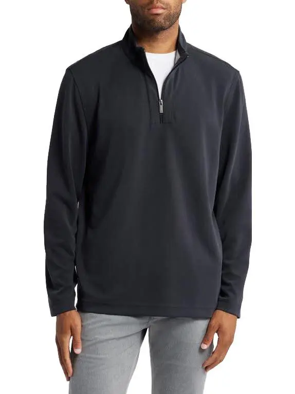 Johnston & Murphy Vintage Wash Quarter Zip Top - Black