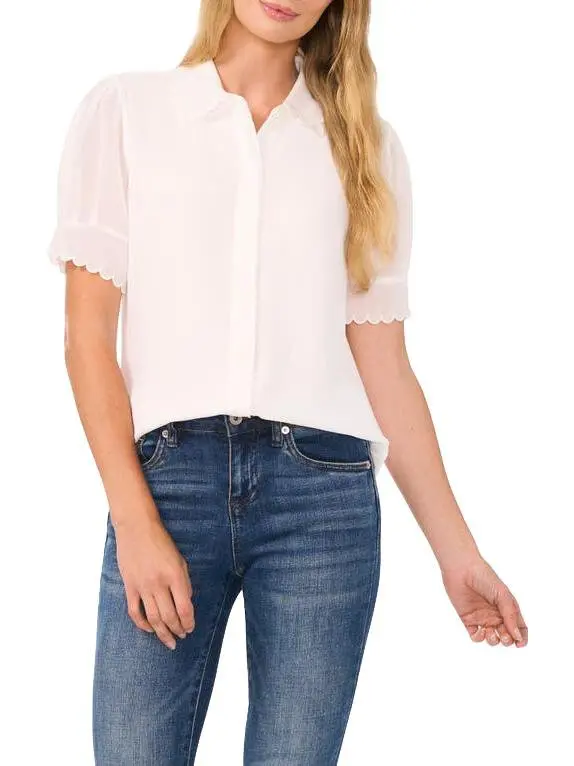 CECE DUPRAZ Scallop Trim Button-up Shirt - New Ivory White
