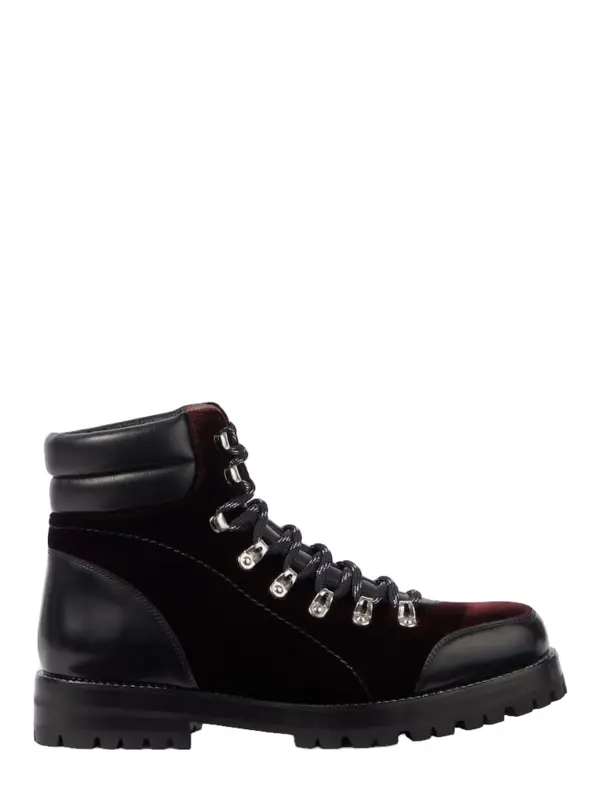 Manolo Blahnik Janka Velvet And Leather Combat Boots - Brown