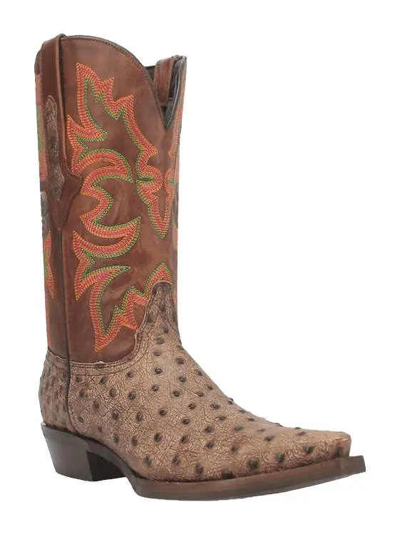 DINGO Outlaw Ostrich Embossed Cowboy Boot - Cement