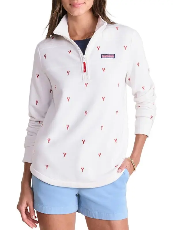 Vineyard Vines Quarter-zip Pullover - Lobster Embd White