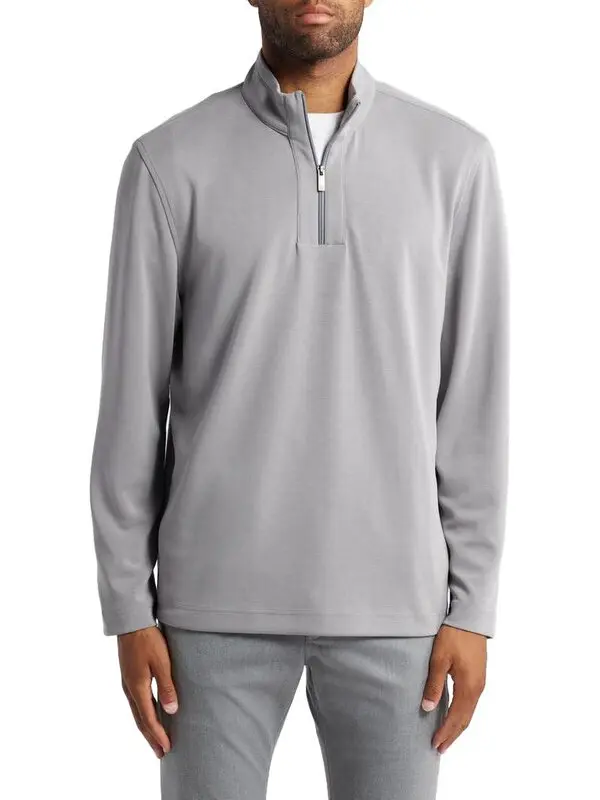 Johnston & Murphy Vintage Wash Quarter Zip Top - Gray
