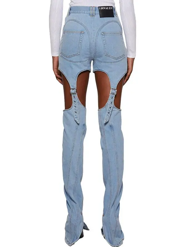 MUGLER Buckled Chaps Skinny Jeans - Tokyo Blue
