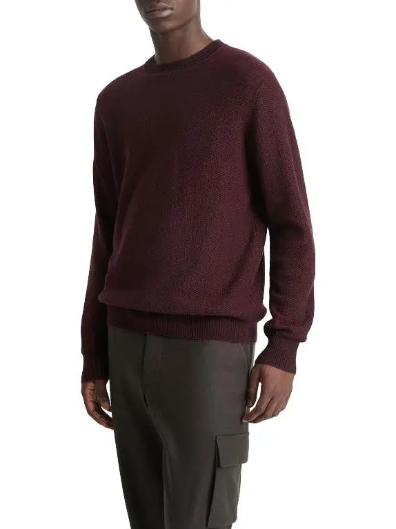 Vince Geometric Jacquard Wool & Cotton Blend Crewneck Sweater - Malbec/black