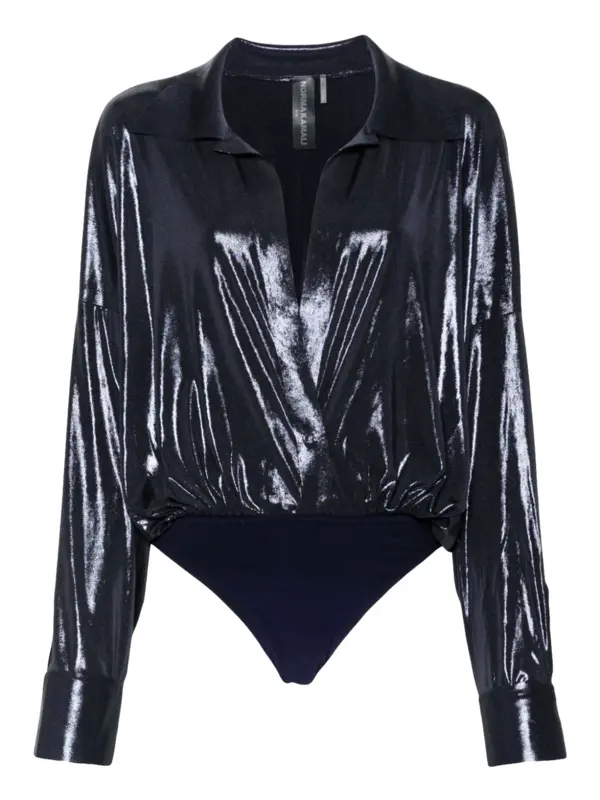 Norma Kamali Shirt Bodysuit - Blue