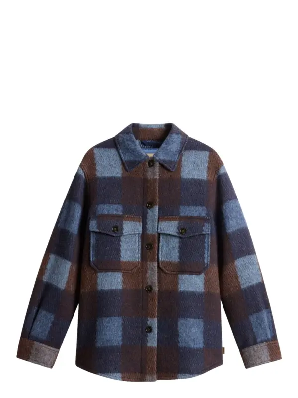 Woolrich Check Pattern Wool Over Shirt - Blue