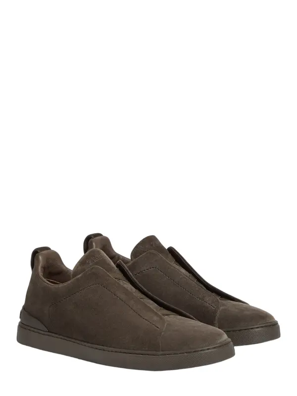 Zegna Suede Triple Stitch Sneakers - Grey