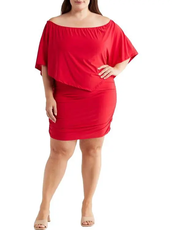 24SEVEN COMFORT APPAREL Convertible Neck Body-con Dress - Red