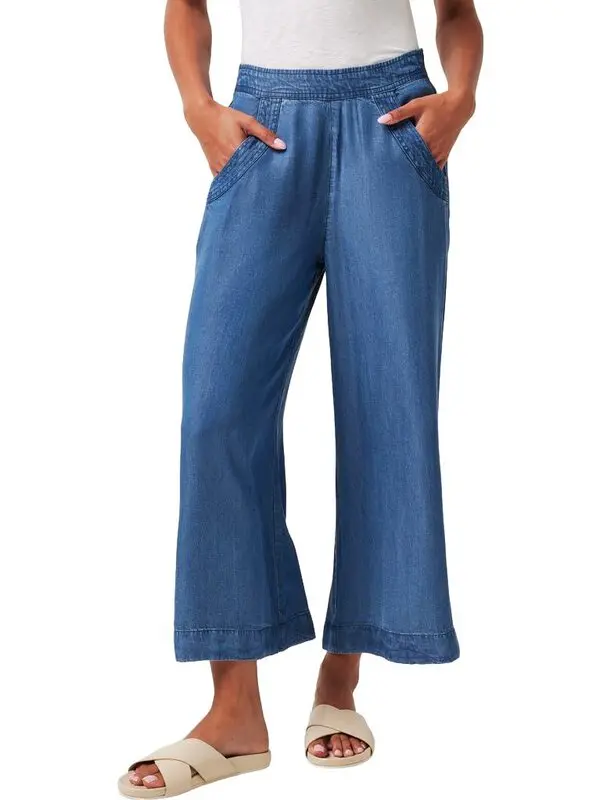 Travis Mathew Old Havana Crop Wide Leg Pants - Copen Blue