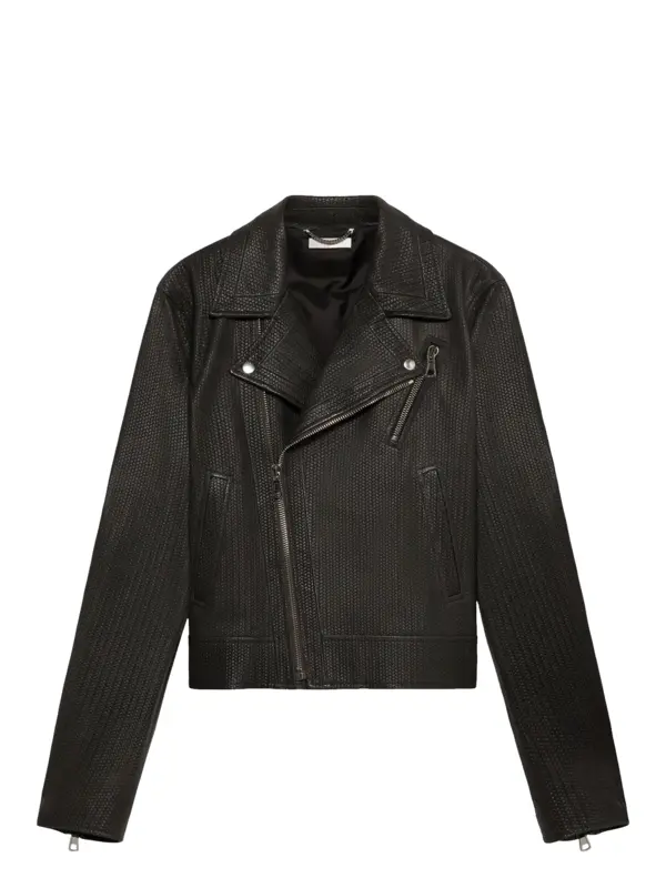 1989 STUDIO Intreccio Leather Perfecto Biker Jacket - Brown