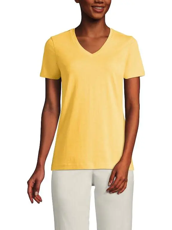 LANDS' END Relaxed Supima Cotton V-neck T-shirt - Simply Yellow