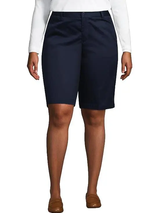 LANDS' END Plain Front Blend Chino Shorts - Classic Navy