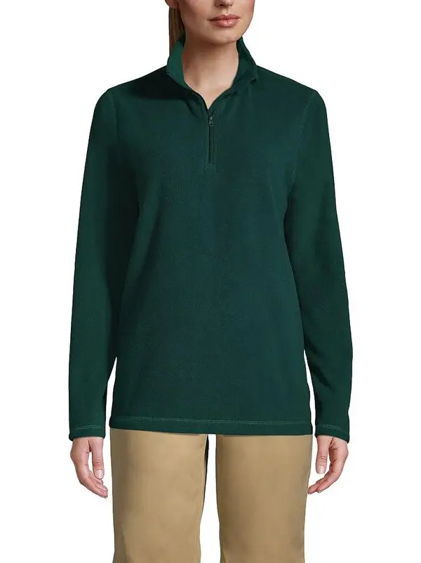 LANDS' END Lightweight Fleece Quarter Zip Pullover - Evergreen