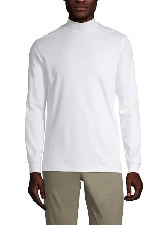 LANDS' END Cotton Supima Mock Turtleneck - White