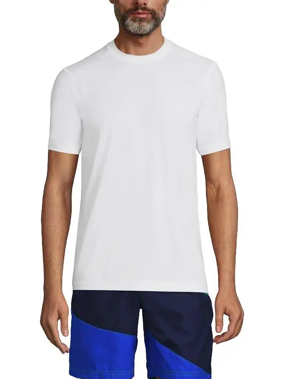LANDS' END Short Sleeve Swim Tee Rash Guard - White