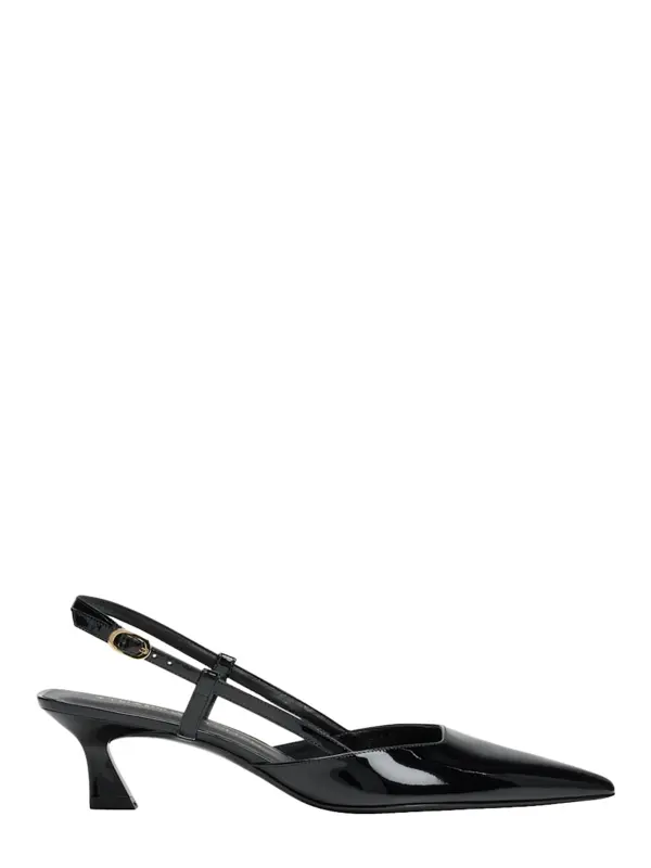 STUART WEITZMAN Vinnie Patent Kitten Slingback Pumps - Black