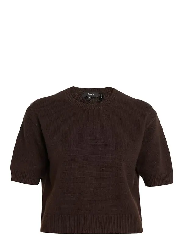 Theory Cashmere Cropped T-shirt - Cacao - Da