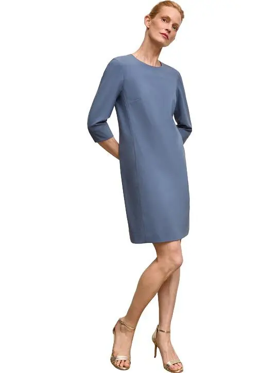 M.M.LAFLEUR Lancia Travel Shift Dress - Dusty Blue