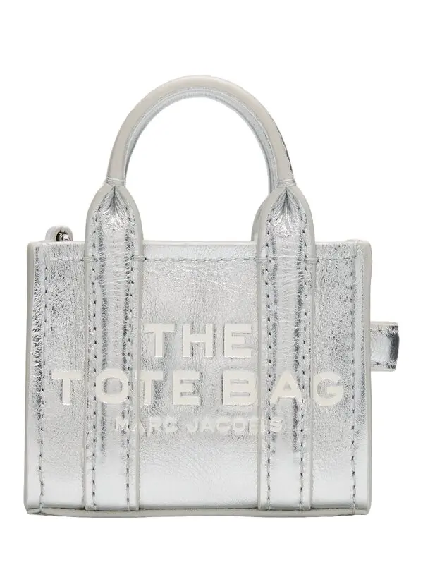 Marc Jacobs Metallic Leather Nano Tote Charm - Silver