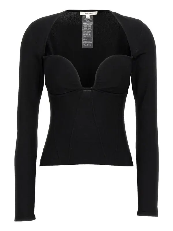 NENSI DOJAKA Bustier Stretch Knit Top - Black