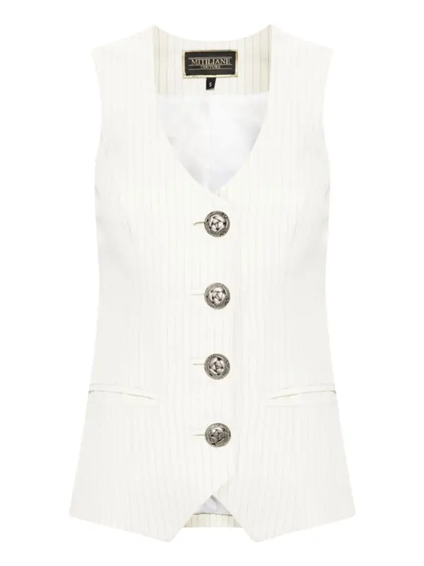 MITILIANE COUTURE Pinstriped Vest - White