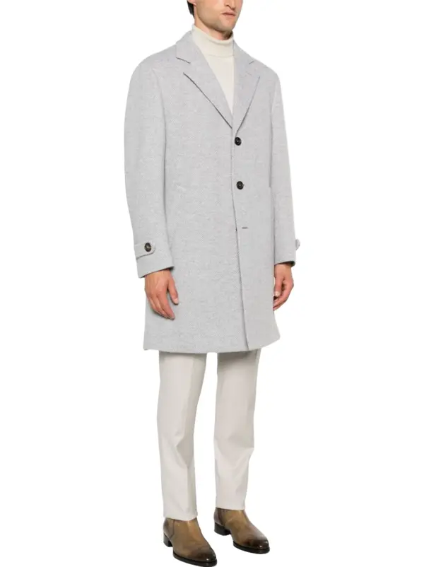 Eleventy Herringbone-pattern Coat - Grey