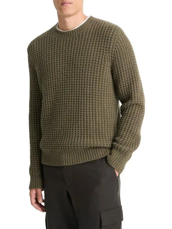 Vince Macro Waffle Stitch Sweater - Surplus Olive