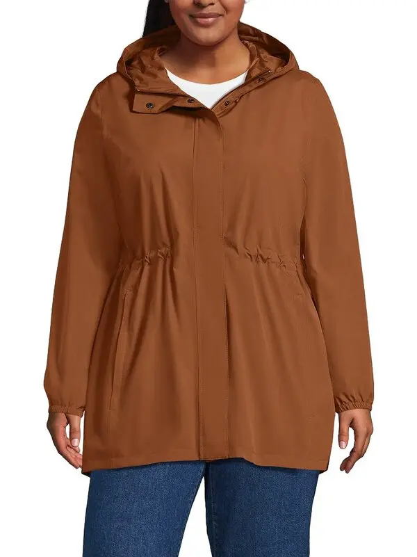 LANDS' END Squall Packable Waterproof Raincoat - Rich Ginger Brown
