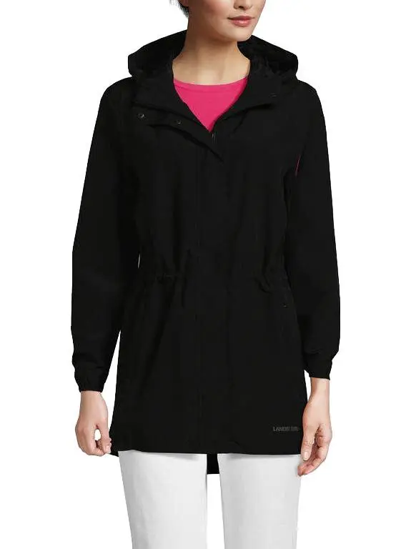 LANDS' END Squall Packable Waterproof Raincoat - Black