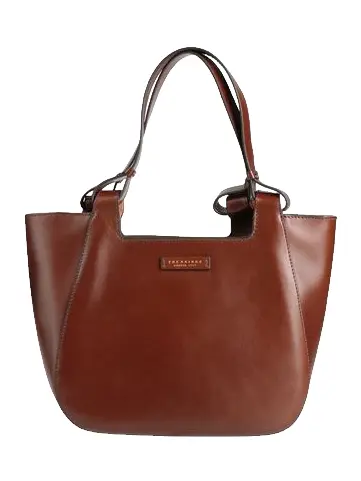 THE BRIDGE Leather Tote With Logo - Brown